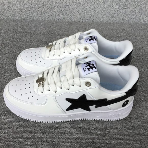 Bape | Shoes | A Bathing Ape Bape Sta Low White Black Sneakers | Poshmark